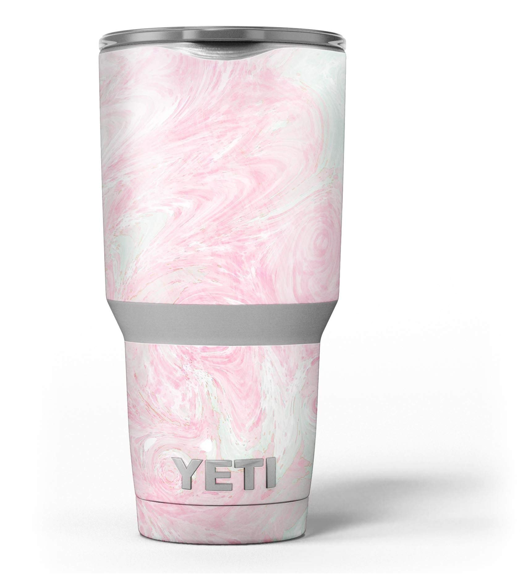 Design Skinz Pink and Teal Slate Marble Surface - Skin Decal Vinyl Wrap Kit Compatible with The Yeti Rambler Cooler Tumbler Cups