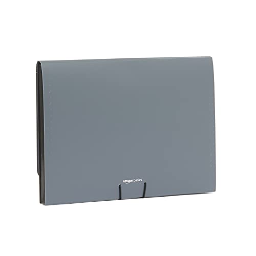 Amazon Basics Expanding Organizer File Folder, Letter Size - Black & Gray, 2-Pack