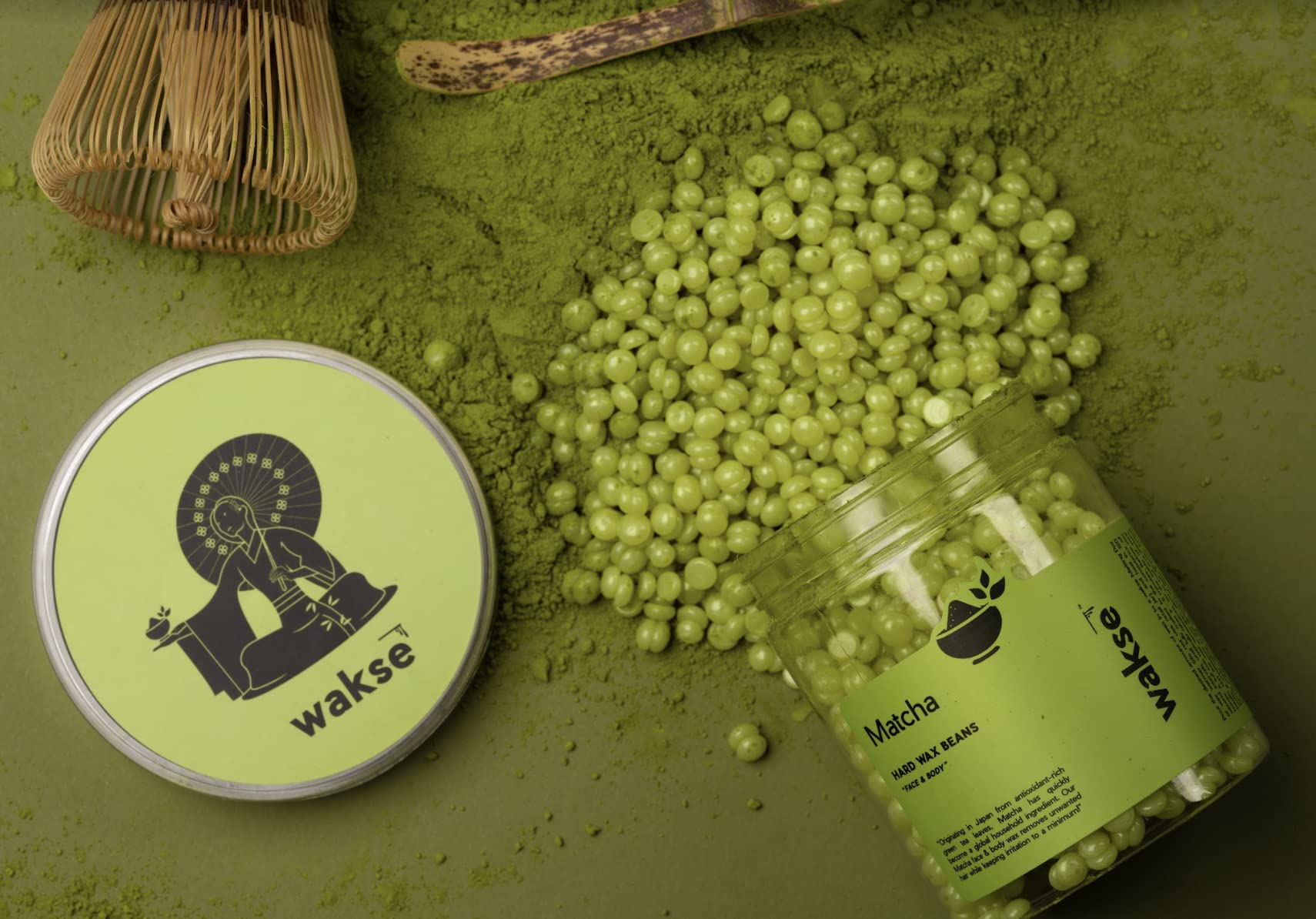 wakse Matcha Hard Wax Beans (12.8oz), 12.8 Ounce