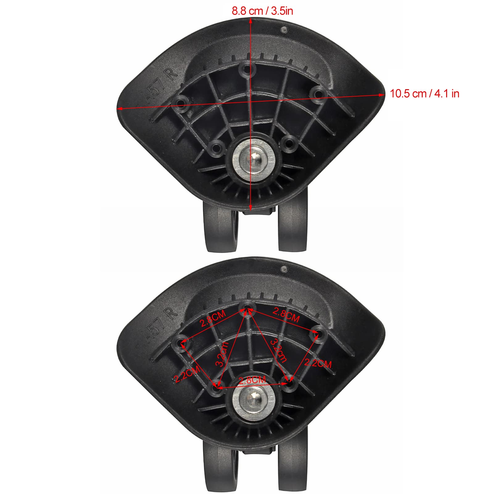 1Pair Luggage Suitcase Replacement Wheels,Swivel Durable Double Row Large Wheel Quiet Suitcase Wheels