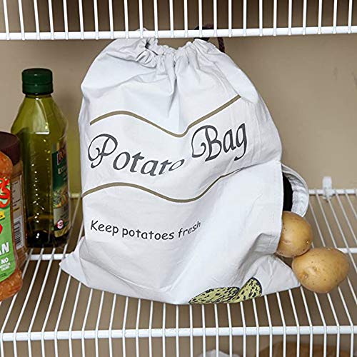 Reusable Produce Storage Bags,2 Pack Vegetable Bags Potato Onion Storage Keeper Holder Bags Muslin Veggie Bags,Large 10" X 16"