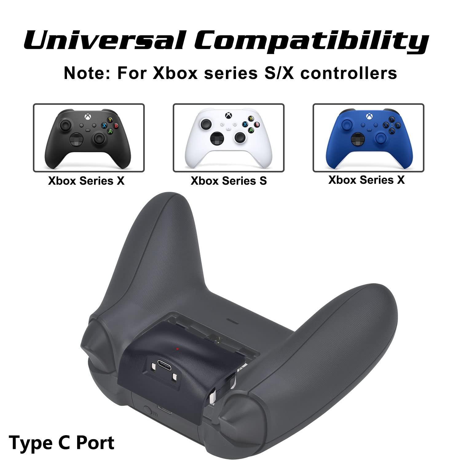 Battery Pack for Xbox Series X|S, Tectra 2-Pack Controller Battery for Xbox Series X, Xbox Series S with Charging Cable