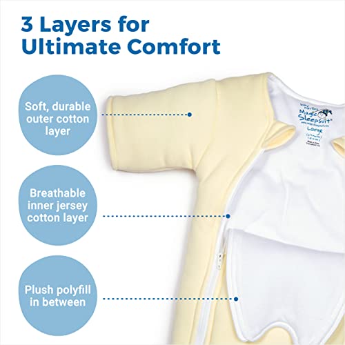 Baby Merlin's Magic Sleepsuit - 100% Cotton Baby Transition Swaddle - Baby Sleep Suit - Cream - 6-9 Months