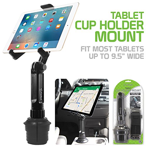 Cellet Universal 360 Adjustable Cup Holder Tablet Automobile Mount Cradle Compatible to Apple IPad Pro 12.9 IPad 9.7-inch Air 2019 IPad Mini 4 Samsung Galaxy Tab S4 S5e Surface Go Pro 6(PHC670M) 13in