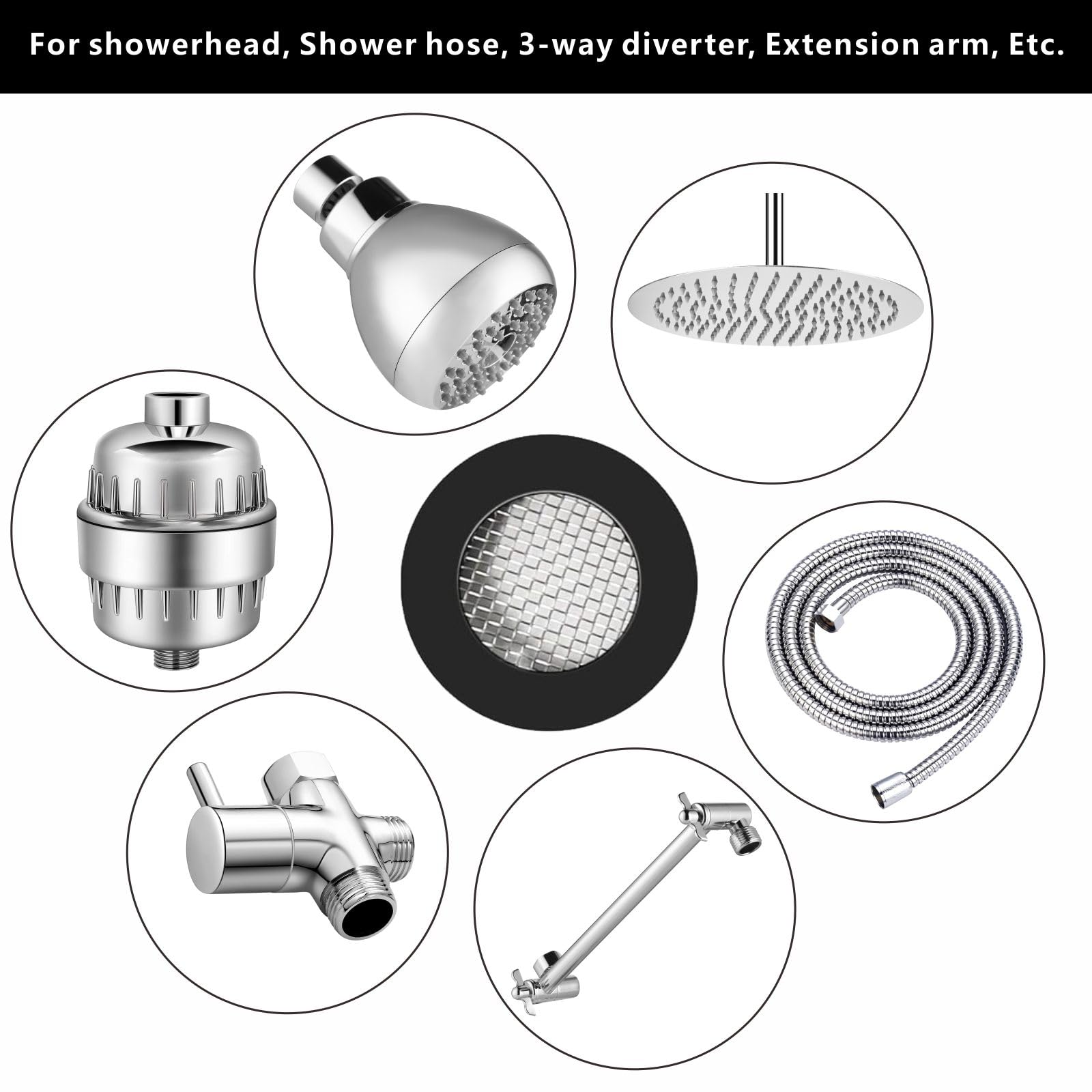 4 Pack Shower Head Filter Gasket, 3/4" Rubber Washer for 1/2" Fixed Shower Head/Handheld Shower Hose Connector, Creates A Seal to Prevent Leakage