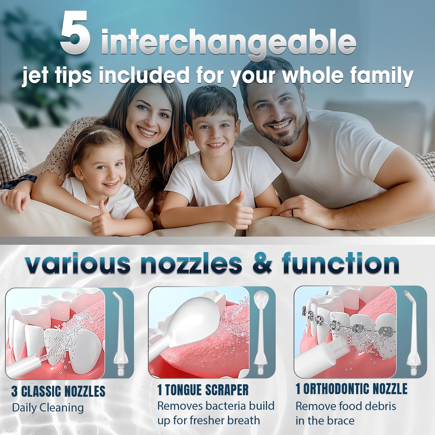 Water Dental Flosser Pick for Teeth: Nicwell 4 Modes Cordless Portable Rechargeable Oral Irrigator IPX7 Waterproof Cleaner Pik Deep Cleaning Flossing Pic Machine for Home Travel