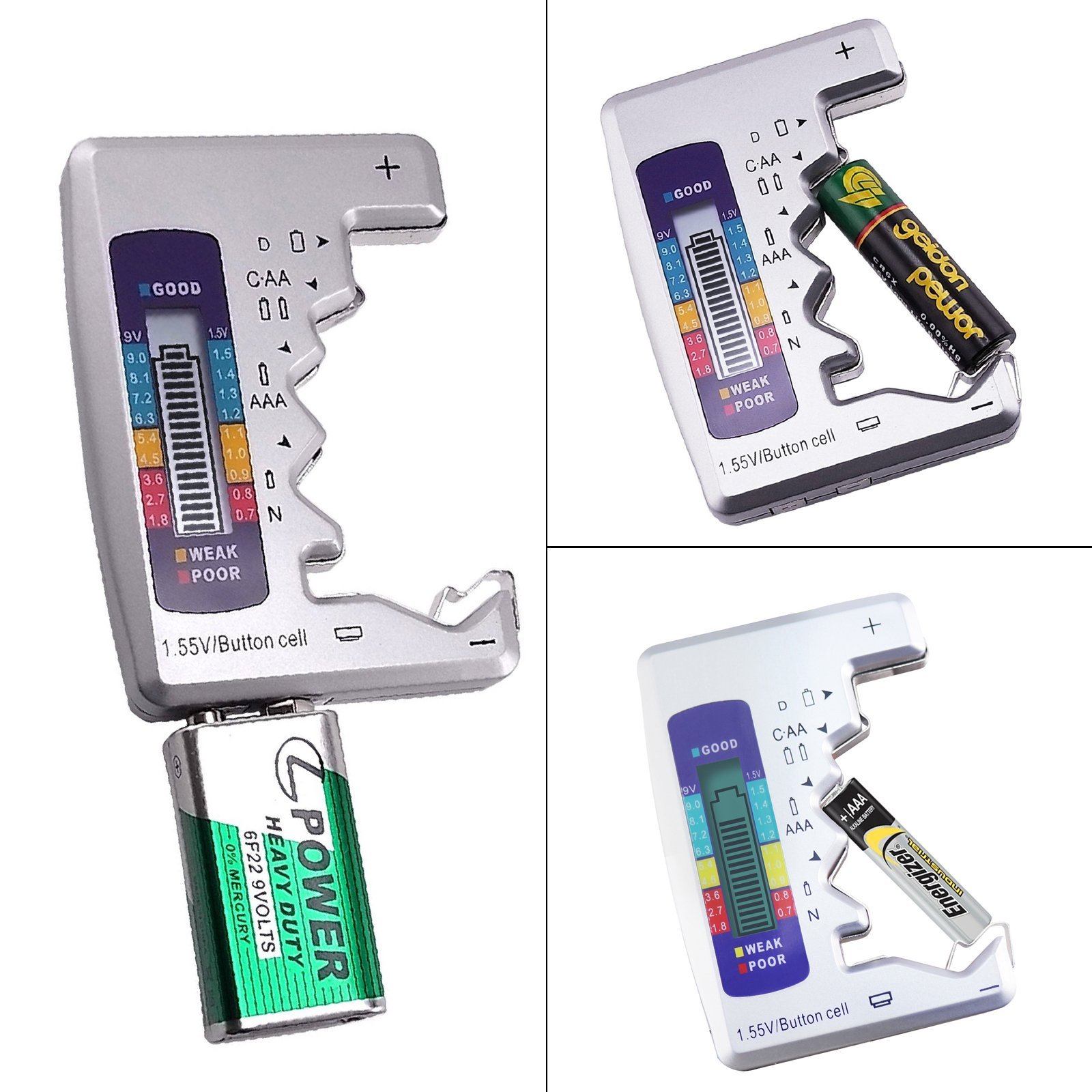 Battery Tester Universal Battery Checker with LCD Display Digital Multi Purpose Small Battery Checker for All Battery C AA AAA D N 9V 6F22 1.5V Button Cell Batteries