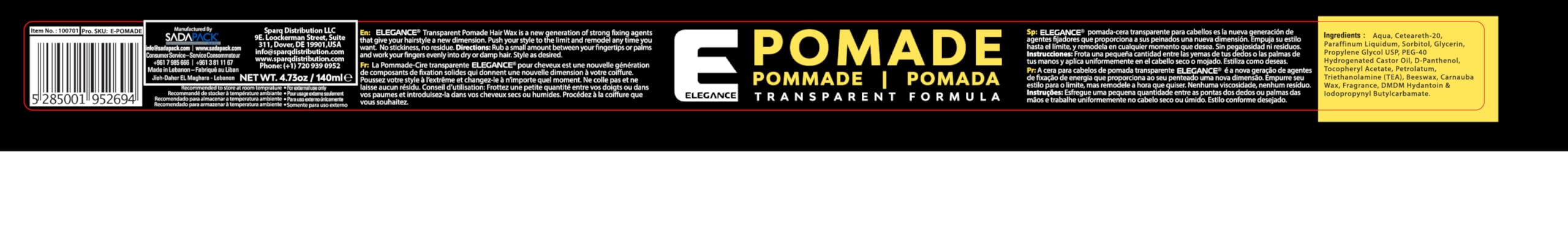 Elegance Hair Pomade, 4.73 Oz, Super Strong Hold Wax, Long-Lasting Hold and Shine, Wax Easy to Apply and Distribute