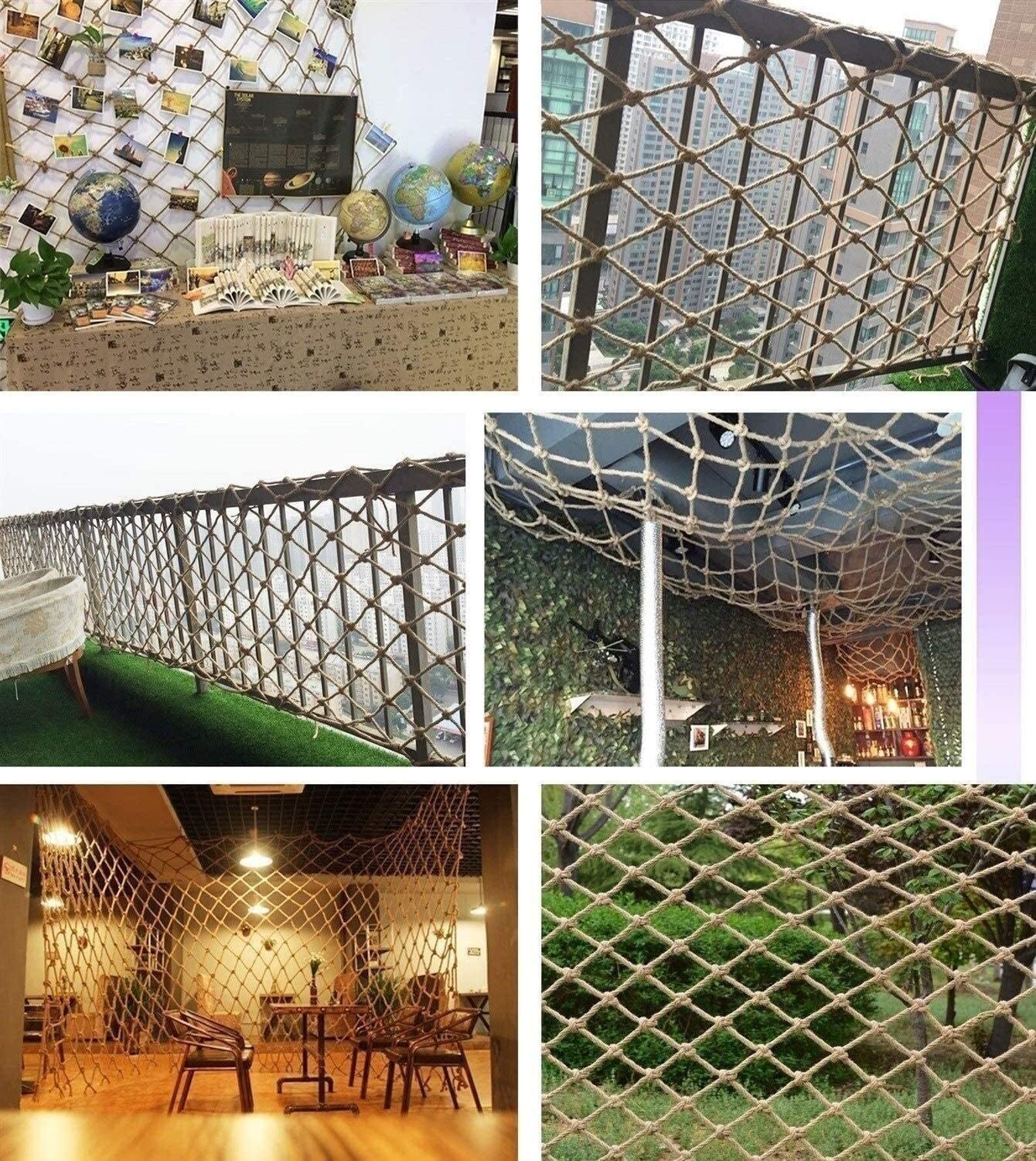 RZM Rope Netting Heavy Duty, Climbing Rope Net Playground Treehouse Hemp Safety Net Stair Balcony Protection Netting Kids Outdoor Swing Toys (Size : 1 * 2m(3 * 7ft))
