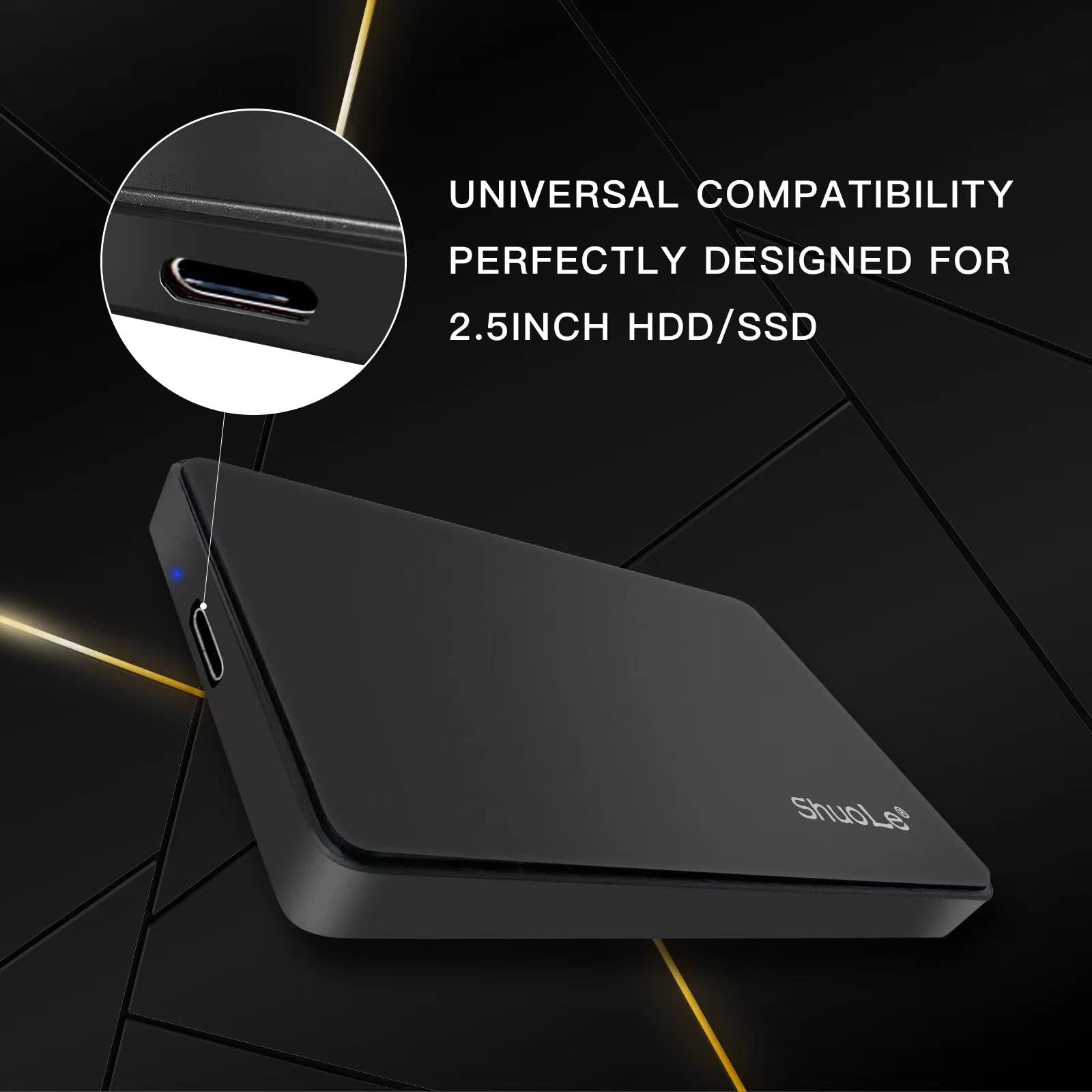 2.5 inch USB 3.0 SATA HDD Enclosure, Portable SATA to USB 3.1 Hard Drive Reader with Upgraded Cable for 2.5'' SSD HDD on Business Travel, Up to 6TB, Support UASP