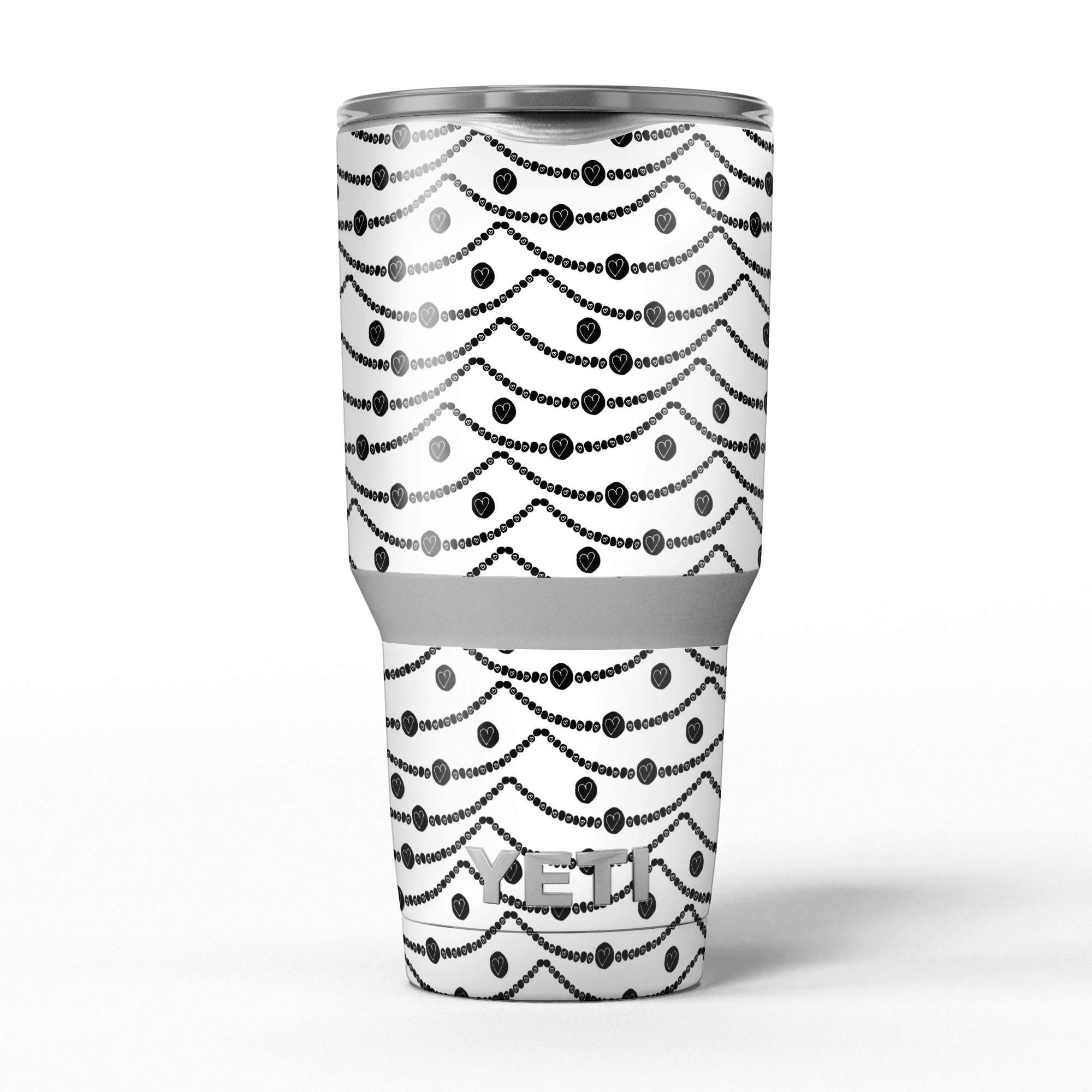 Design Skinz Slate Black Tiny Hearts on Powerlines - Skin Decal Vinyl Wrap Kit Compatible with The Yeti Rambler Cooler Tumbler Cups