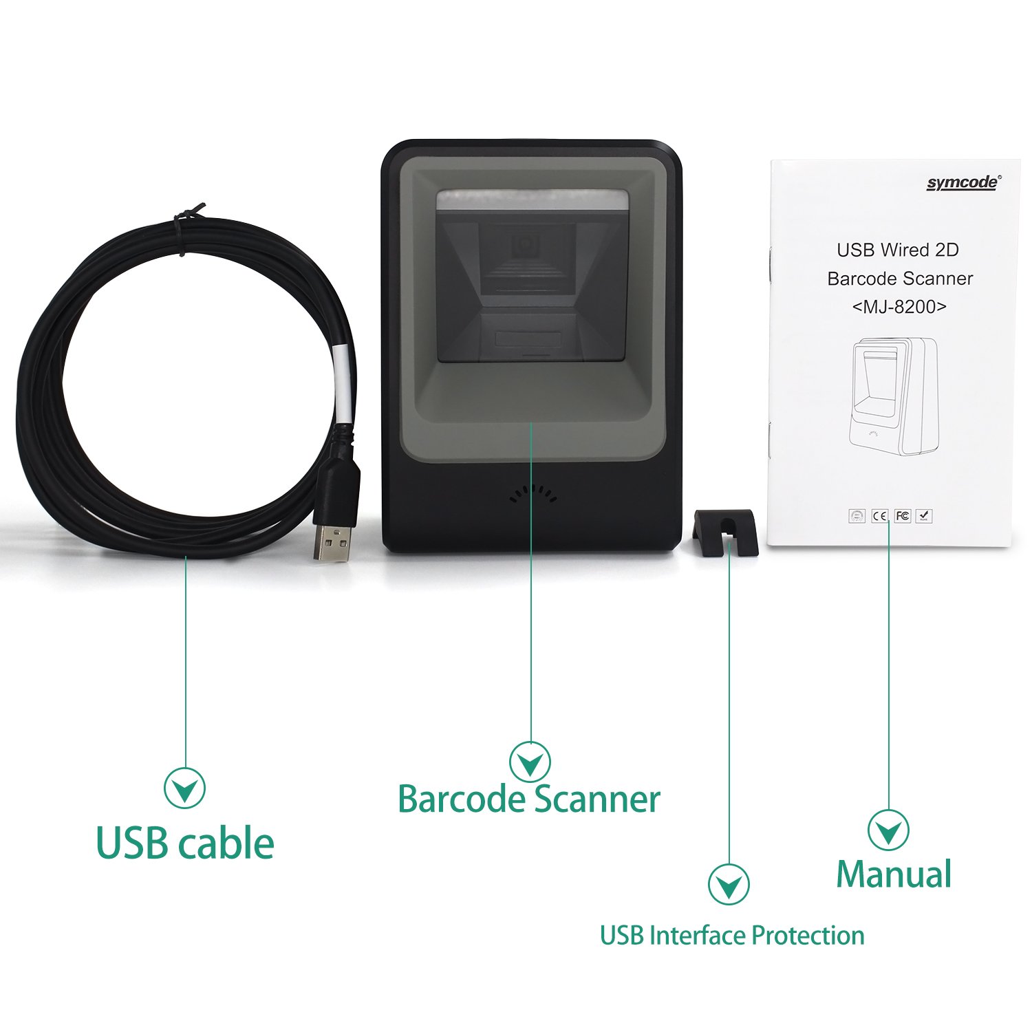 2D QR Barcode Scanner,Symcode Omnidirectional Hands-Free USB Automatic Barcode Reader for Mobile Payment Computer Screen Scan