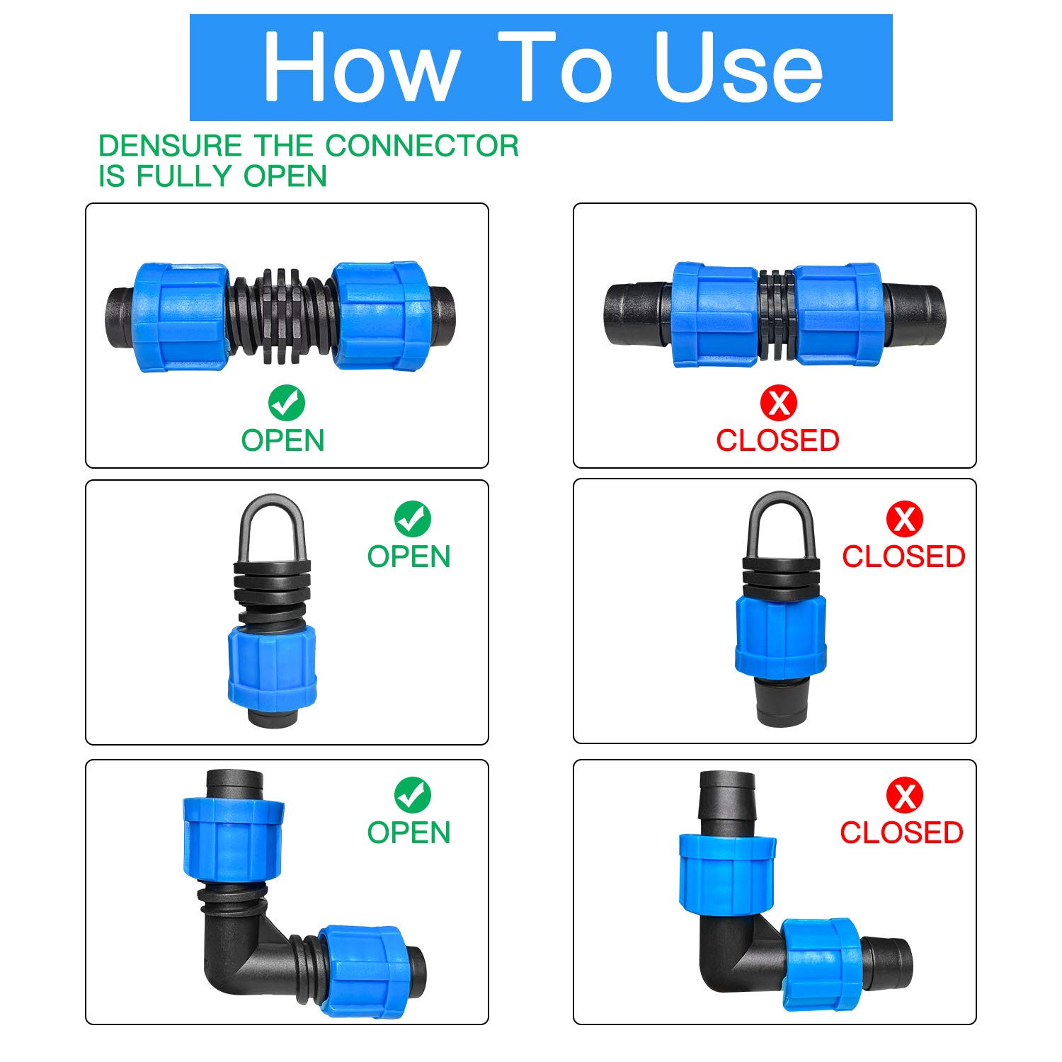 JTooloife 12 Pieces Drip Irrigation Elbow 1/2 Inch Universal Adapter Drip Tubing Fittings Connector Barbed Locking Fitting Fits Most 16-17mm Drip Tape and Tubing (12, Elbow)