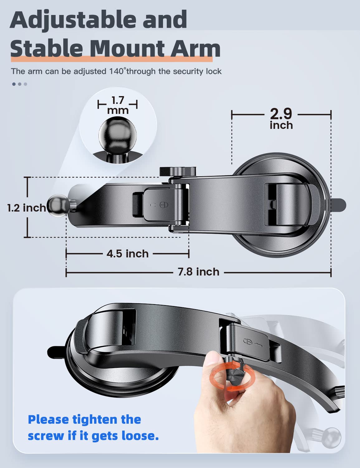 eSamcore Dashboard Tablet Holder for Car Suction Cup Car Mount with Large Clamp for All 6"-11" Apple iPad Samsung Galaxy Tab Tablet