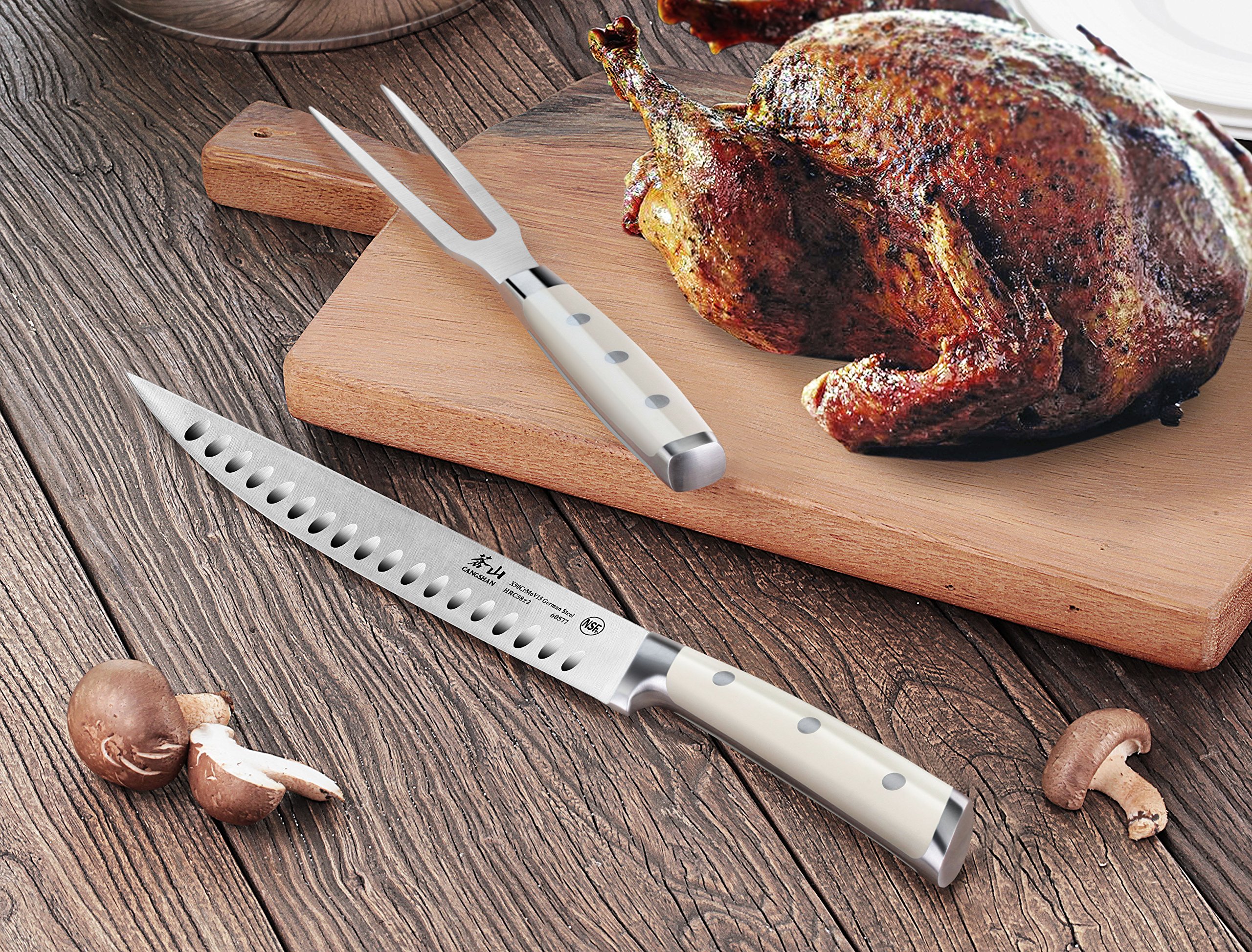 Cangshan S1 Series 61895 German Steel Forged 2-Piece Carving Set, Crème