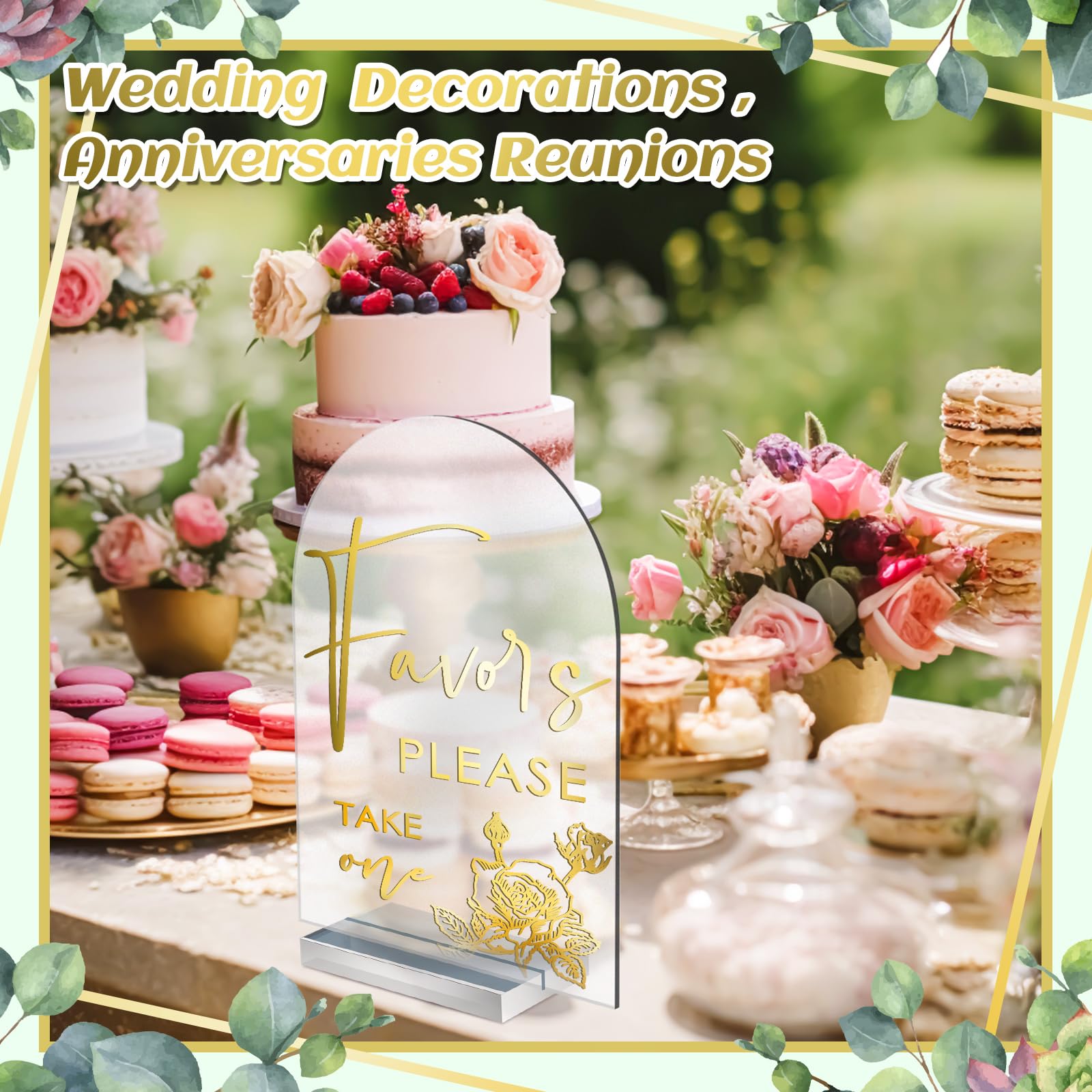 4 Pcs Acrylic Wedding Reception Signs with Stand Clear Gifts and Cards Sign with Holder Please Sign Our Guestbook 5 x 7 Inch Rustic Calligraphy Wedding Sign for Wedding Ceremony Reception (Elegant)