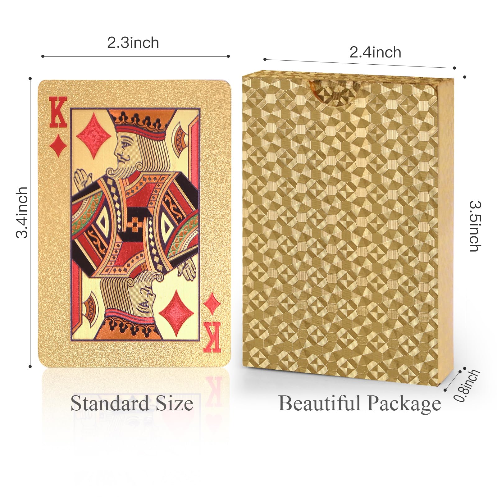 ACELION Waterproof Playing Cards, Plastic Playing Cards, Deck of Cards, Gift Poker Cards (Gold)