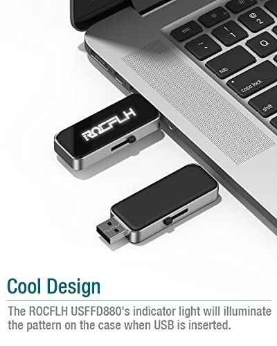 ROCFLH 256GB High-Speed and Light-Up USB 3.1 Flash Drive, Up to 400MB/s Read (USSFD880-L256G)