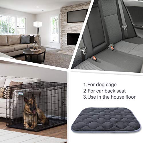 AIPERRO Fluffy Dog Beds for Small Dogs Crate Cushion Mat Machine Washable Anti-Slip Pets Sleeping Pads for Small Medium Large Dogs and Cats (S -29" x 21", Dark Grey)
