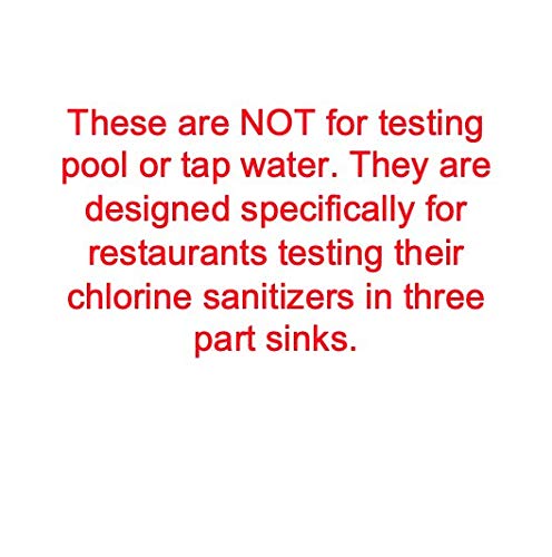 Chlorine Test Strips for Restaurant Sanitizer Bleach Test Paper, 10-200 ppm [6 Vials of 100 Paper Strips]