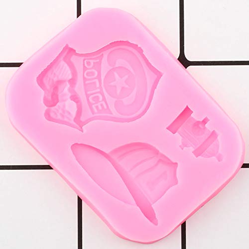 1pc Fireman Police Badge Hat Silicone Mold for DIY Gum Paste Crystal Handmad Soap Mould Candy Fondant Mold Ice Cube Pudding Jelly Shots Chocolate Cupcake Cake Topper Decoration Desserts