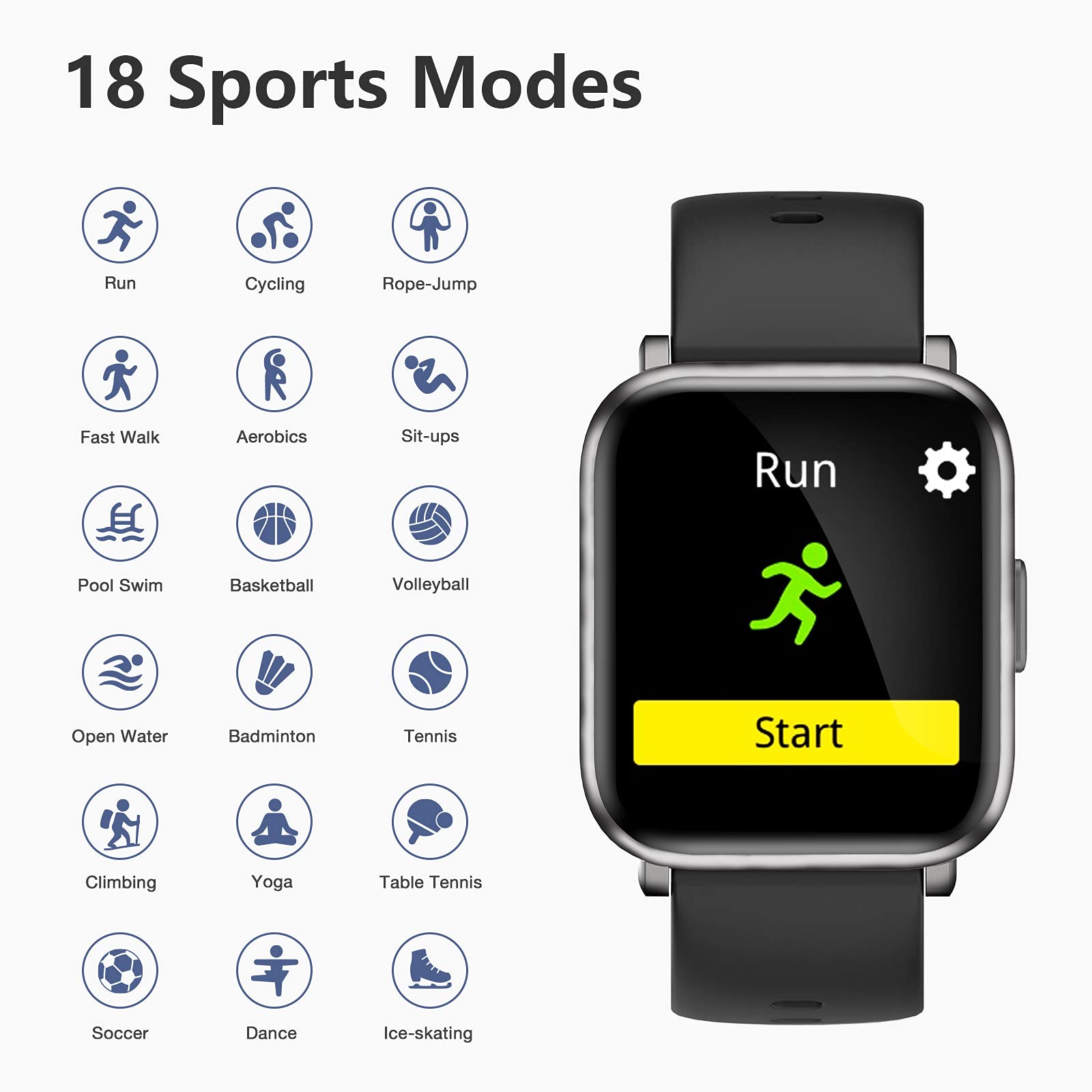 KALINCO Fitness Tracker with Heart Rate Monitor, Activity Tracker with Pedometer, Sleep Tracking, Calorie & Step Counter Watch, Call & Message Alert for Men Women