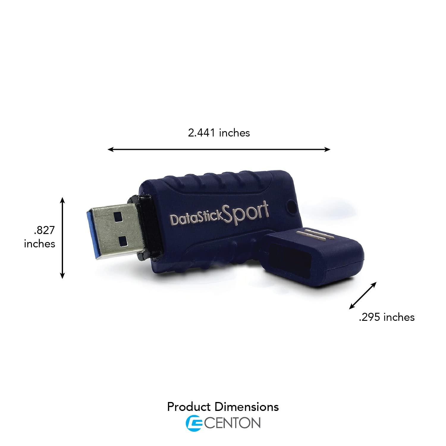 Centon Electronics MP Essential USB 3.2 Gen1 DataStick Sport Flash Drive, 32 GB, 10 USB Flash Drives, 10 Bulk Pack, Navy Blue