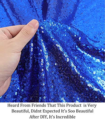 Pardecor Sequin Fabric by The Yard Glitter Fabric 1 Yard Little Mermaid Fabric Mesh Fabric Sequence Fabric Linen Material Fabric for Sewing Sparkle Cloth Fabric (1 Yard, Royal Blue)