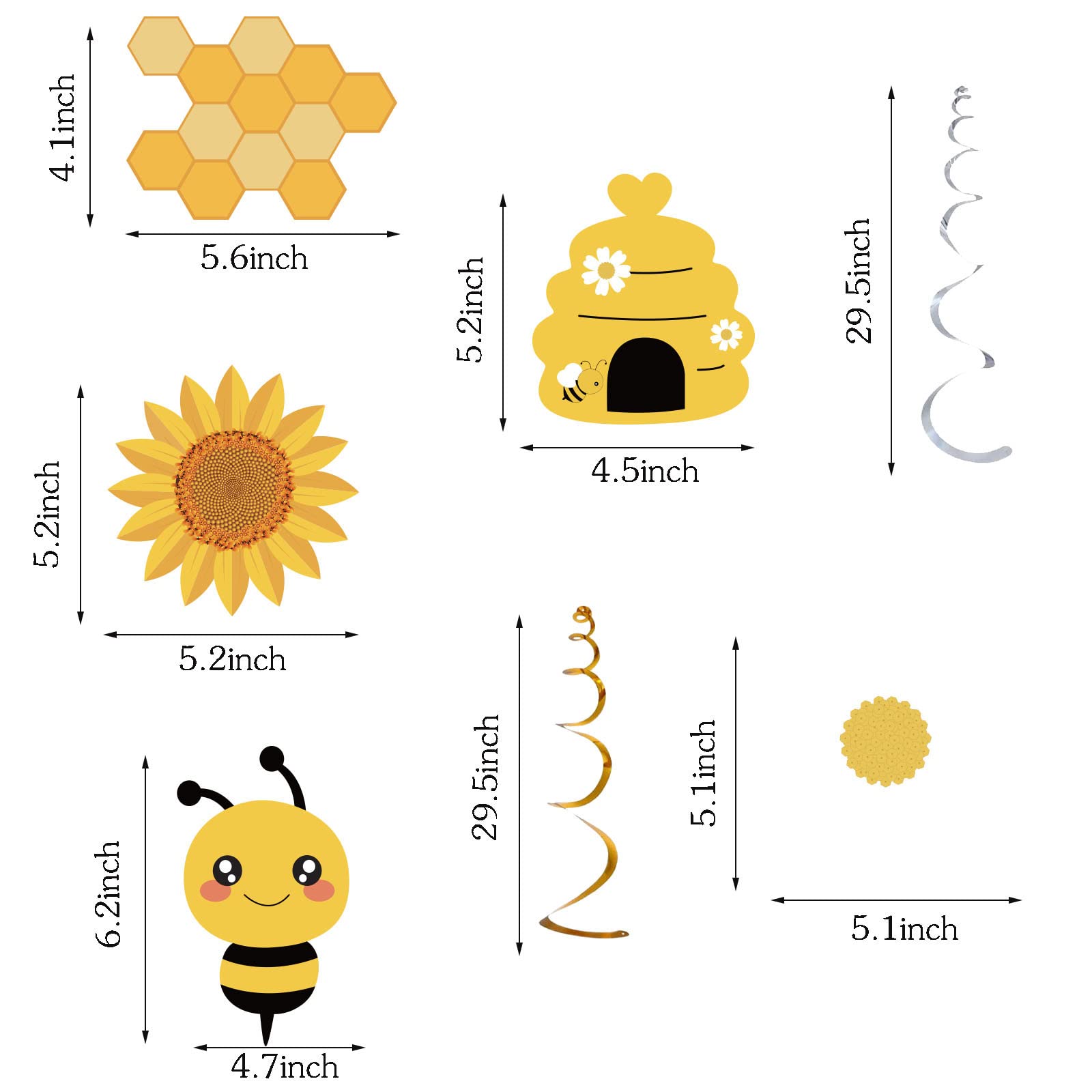 40pcs Honey Bee Hanging Swirl Decorations Bee Theme Party Supplies Ceiling Streamers for Birthday, Baby Shower, Gender Reveal Party Decorations