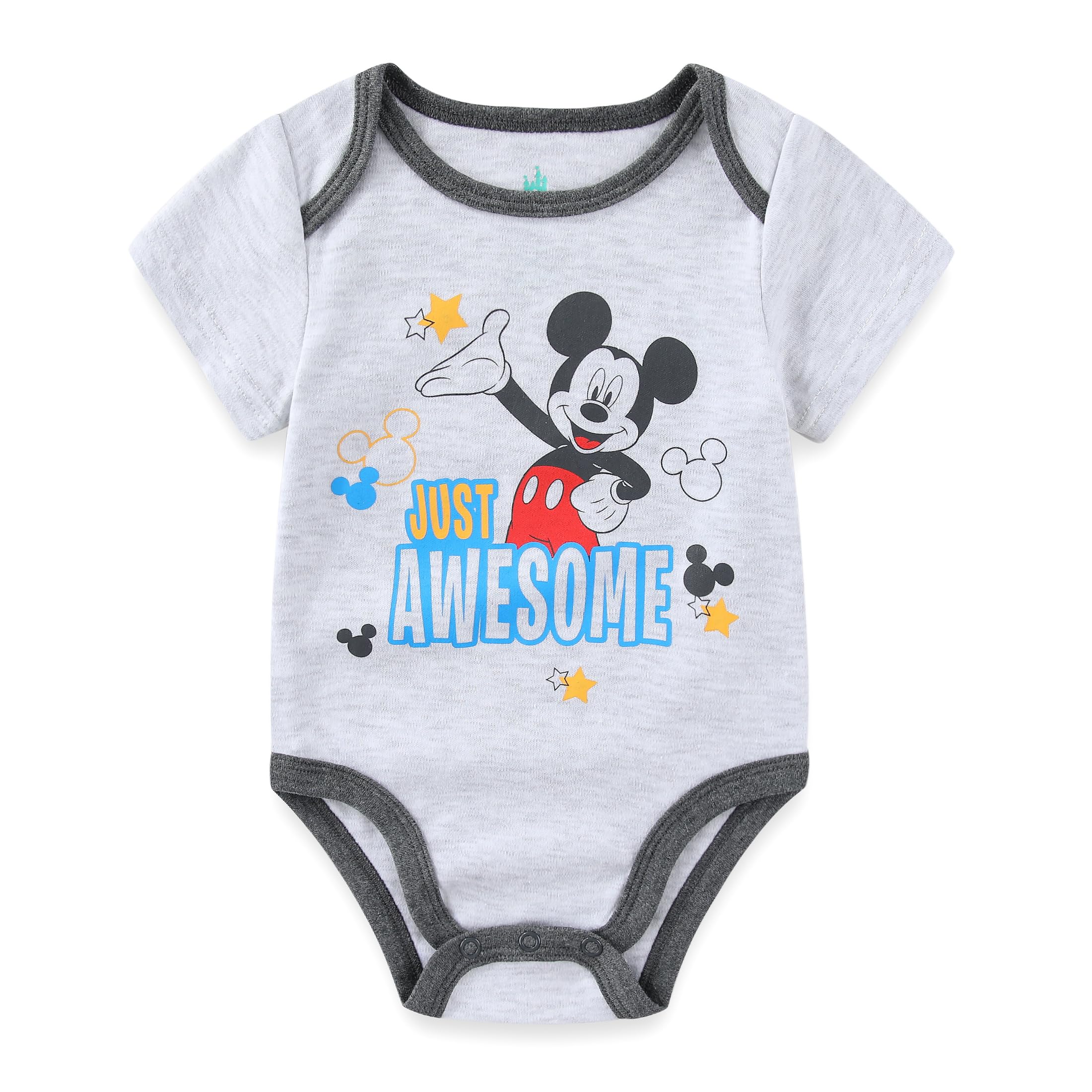 Disney Mickey Mouse, Lion King, and Winnie the Pooh Baby Boys 5 Pack Bodysuits for Newborn and Infants