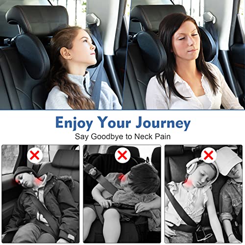 JZCreater Car Headrest Pillow, 360° Adjustable Sleeping Headrest for Car Seat, U Shape Head Neck Support Rest Pillows for Kids Adults Travel, Black