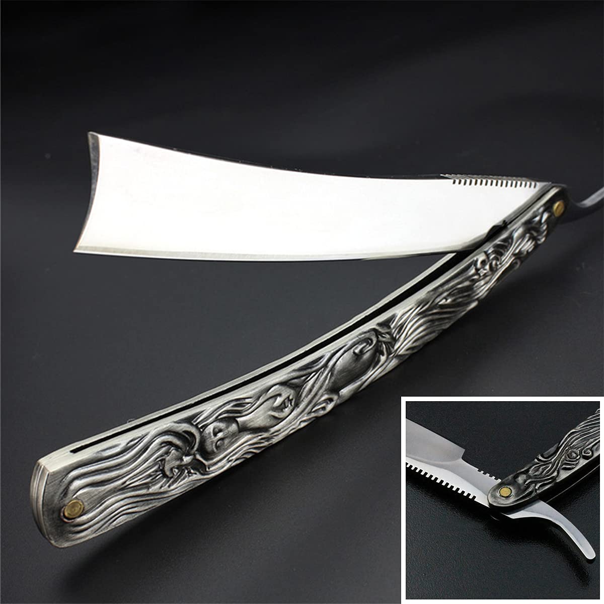 Grandslam Straight Razor Kit - Steel Cutthroat Razor, Leather Strop, Shaving Brush, Stainless Steel Bowl & Stand, Shaving Soap - Men's Gift