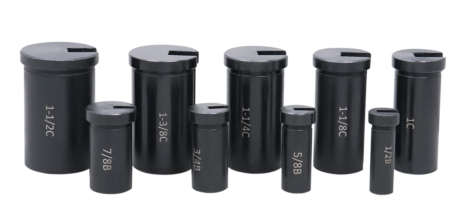 Accusize Industrial Tools - No.10 HSS Keyway Broach Set, 18 Pcs with Precision Ground Teeth, Includes 4 Broaches & 9 Bushings, 5100-0010
