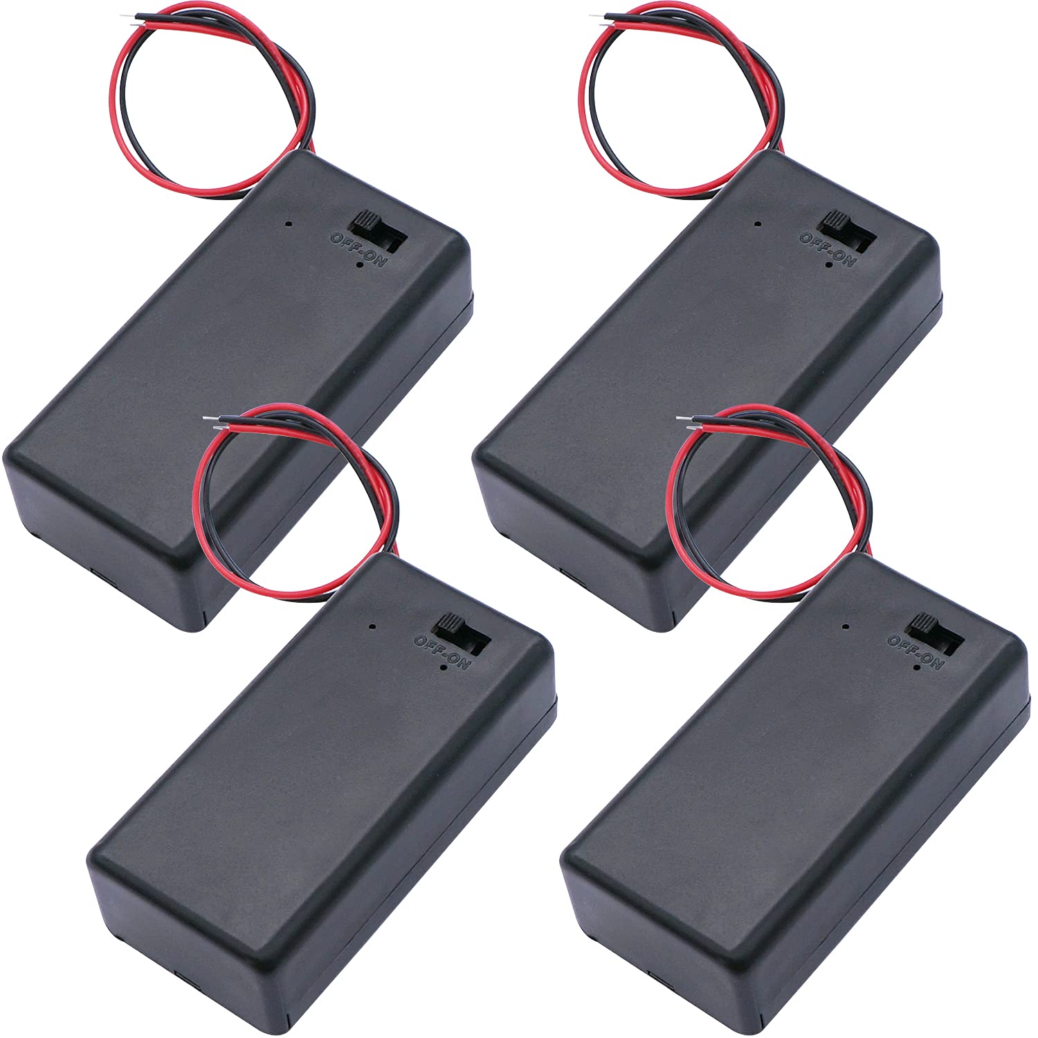 TWTADE 4Pcs Battery Holder with ON/Off Switch 9V Battery Case Box with Leads I-014