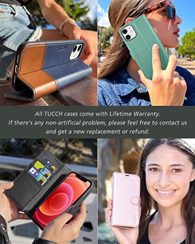 TUCCH Wallet Case for iPhone 12 Pro/iPhone 12 5G, RFID Blocking Card Slot Stand [Shockproof TPU Interior Case] PU Leather Magnetic Protect Flip Cover Compatible with iPhone 12/12 Pro 6.1-inch, Black