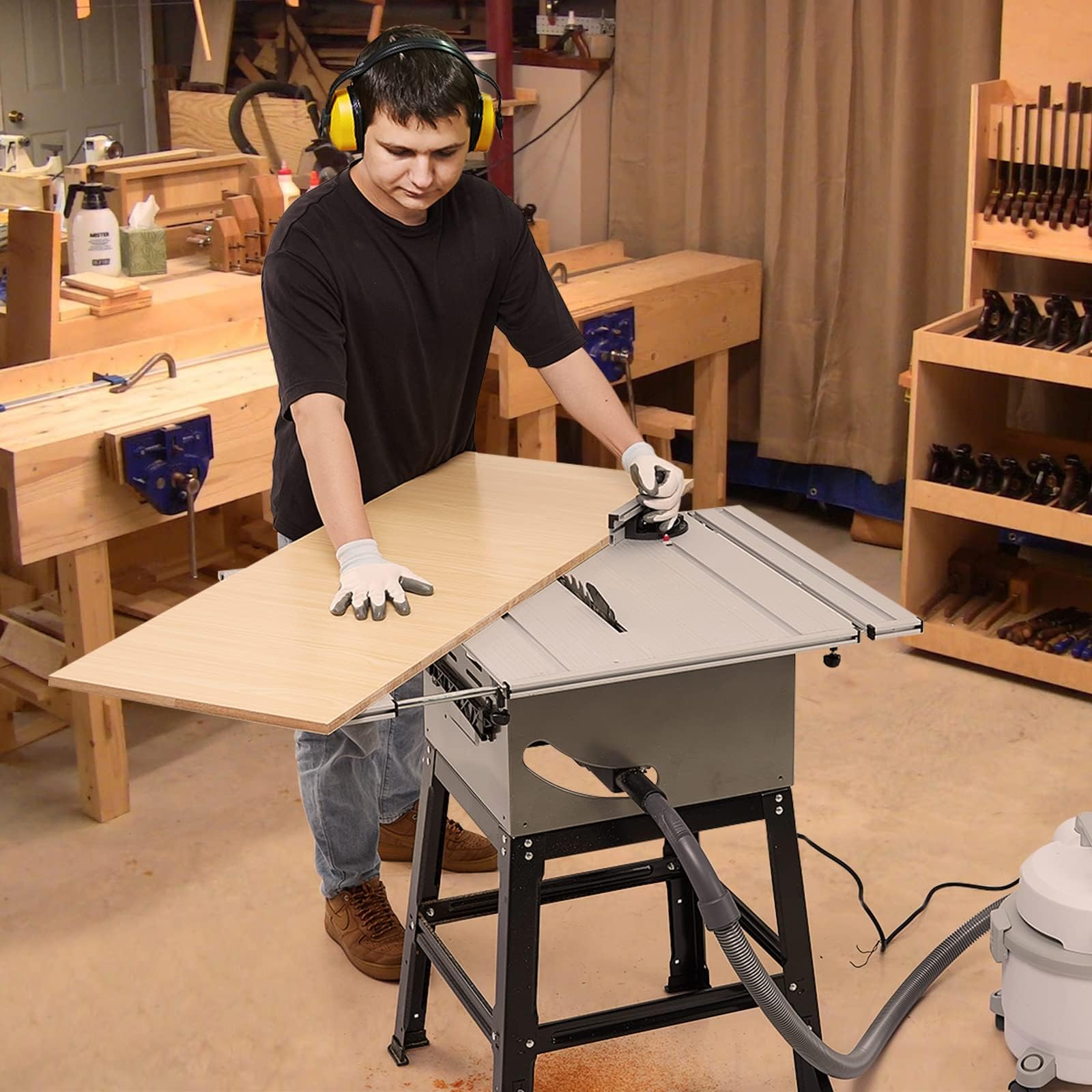1800W Table Saw 10 inch,15APM Skill Saw With Portable Table Saw Stand,Portable Table Saw for Woodworking,DIY - 5000RPM Cutting Speed,Adjustable Blade Angle and Height