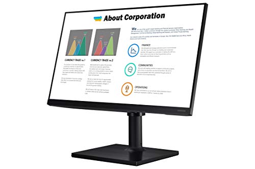 SAMSUNG FT45 Series 22-Inch FHD 1080p Computer Monitor, 75Hz, IPS Panel, HDMI, DisplayPort, USB Hub, Height Adjustable Stand, 3 Yr WRNTY (LF22T454FQNXGO),Black