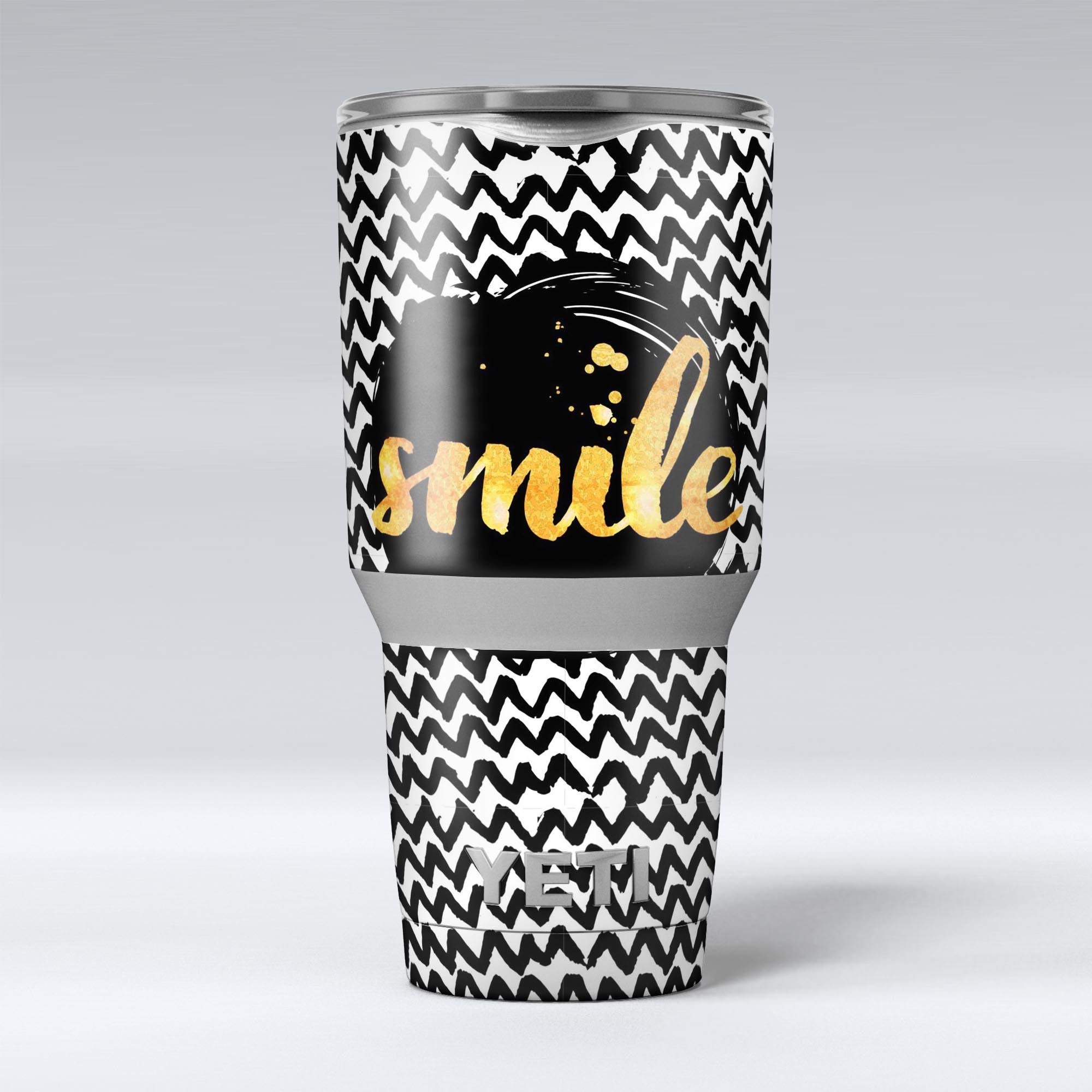 Design Skinz Smile Sketch on Foil - Skin Decal Vinyl Wrap Kit Compatible with The Yeti Rambler Cooler Tumbler Cups