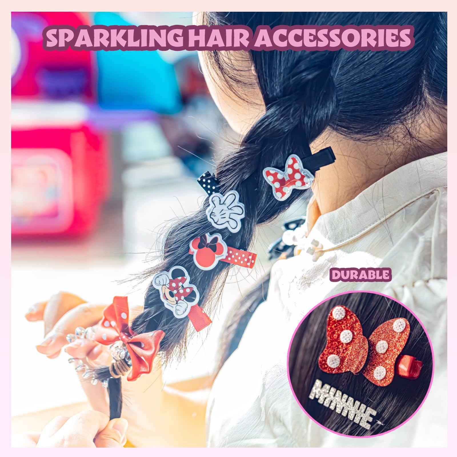 Disney Minnie Mouse Hair Accessories Set for Kids, Perfect for Parties, Sleepovers and Makeovers, Ages 3+, By Townley Girl