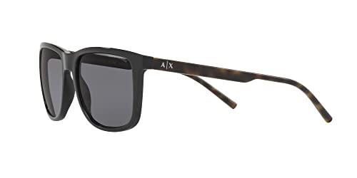 A|X ARMANI EXCHANGE Men's AX4070S Square Sunglasses, Black/Grey Polarized, 57 mm