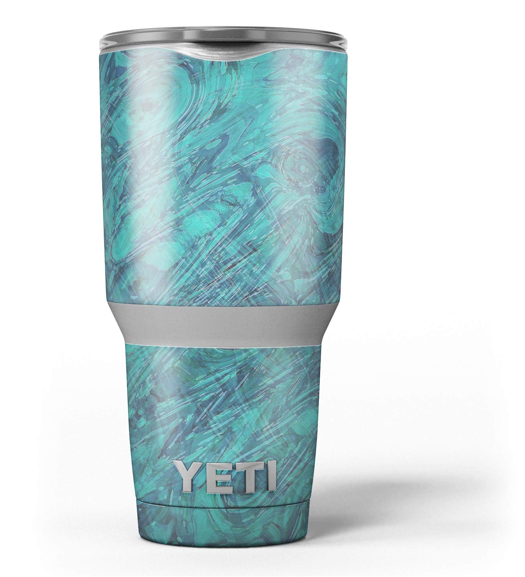 Design Skinz Teal Slate Marble Surface V48 - Skin Decal Vinyl Wrap Kit compatible with the Yeti Rambler Cooler Tumbler Cups