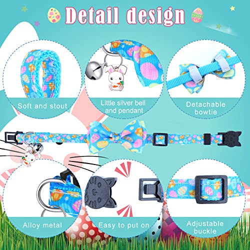 9 Pcs Holiday Cat Collars Easter Breakaway Cat Collar with Bow Tie and Bell Adjustable St. Patrick's Day Valentine's Day and Safety Buckle Collars for Kitten Puppy Festivals and Daily (Medium)