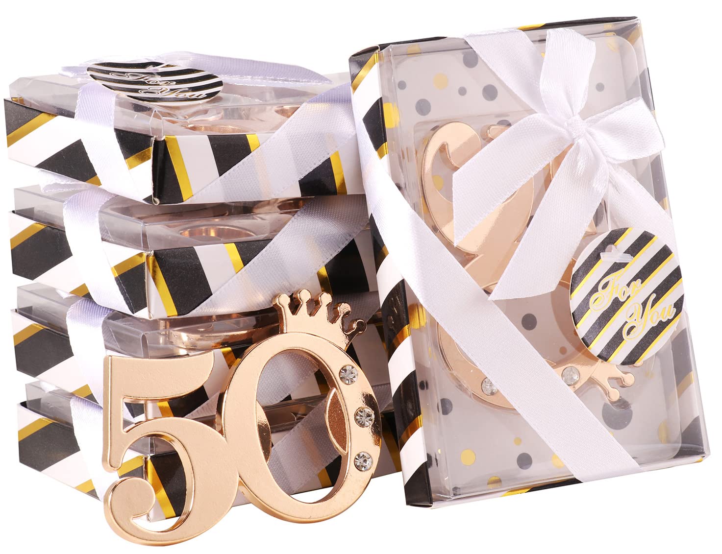 24 Pack 50th Birthday Party Favors Bottle Opener-Black and Gold 50th Birthday/Wedding Anniversary Party Souvenir Keepsake for Guest,50 Birthday Party Decor Supplies (Black 50, 24)