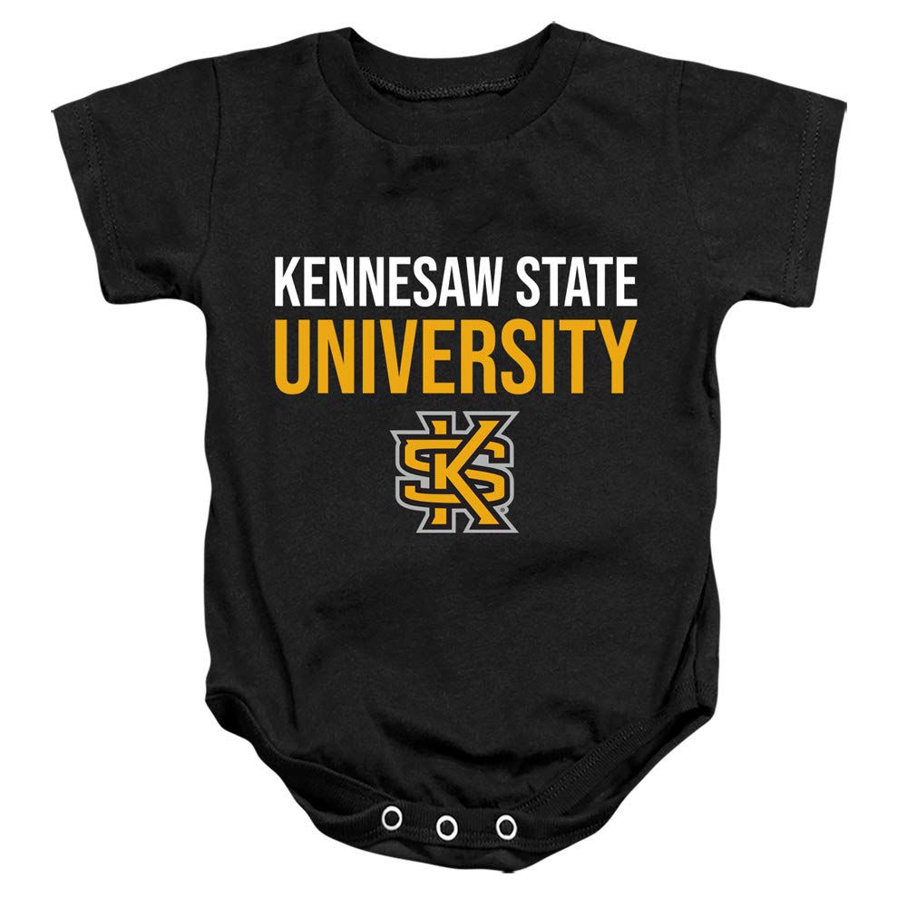Kennesaw State University Official Stacked Unisex Infant Snap Suit for Baby, Black, Small (6 Months)