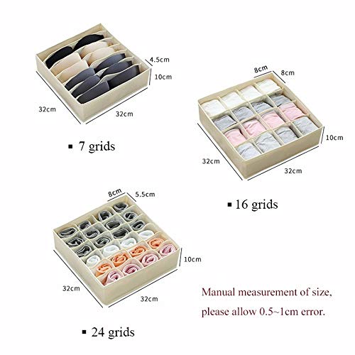 Bras socks drawer organizer, washable lingerie storage box,closet underwear organizer. (Pink, 7 Grids)