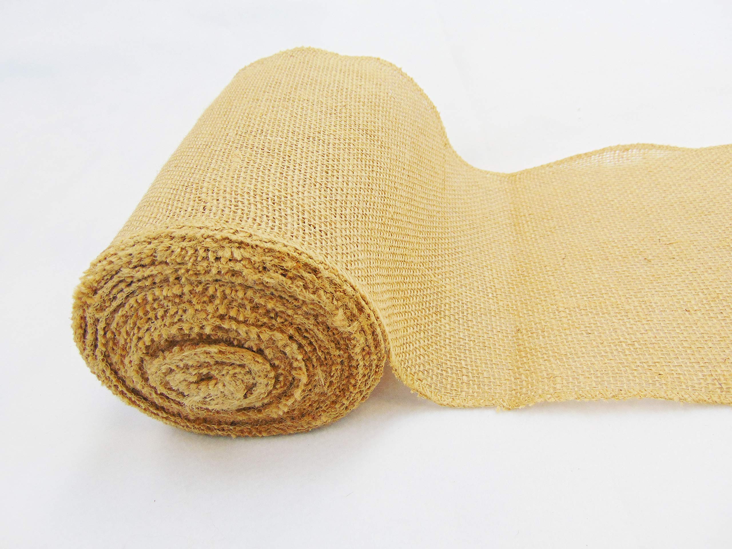 8 inch wide by 60 feet long tight weaved burlap tree plants wrap for protection ribbon | high density finished edges country style indoor outdoor table runner