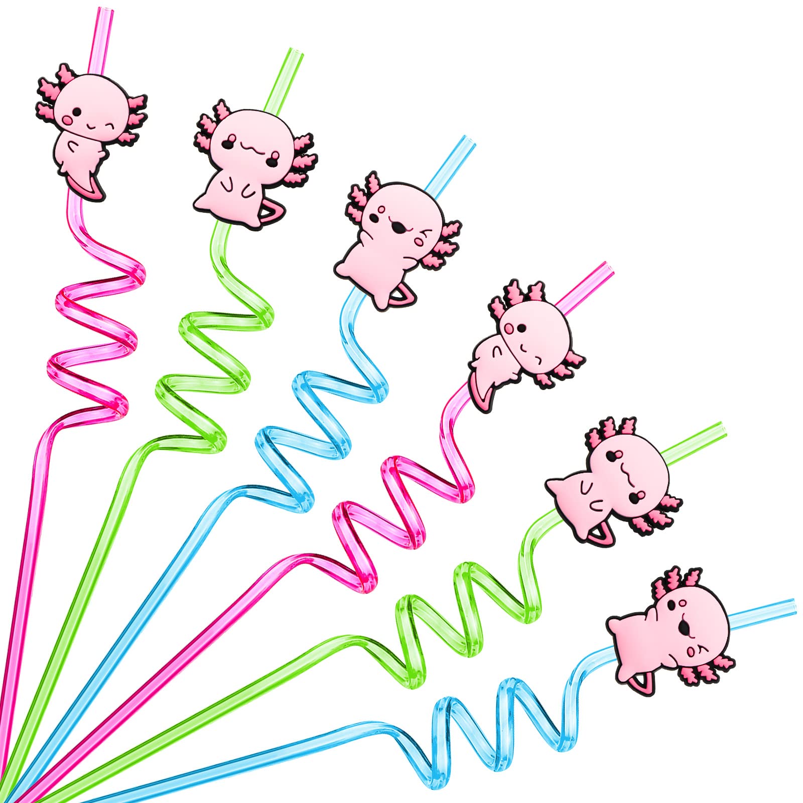 24 Pack Straws Axolotl Party Supplies Axolotl Straws for Kids Reusable Plastic Straws Twisty Straws Drinking Straws for Axolotl Themed Party Decoration Supplies Birthday Favors for Juice Milk Drinks