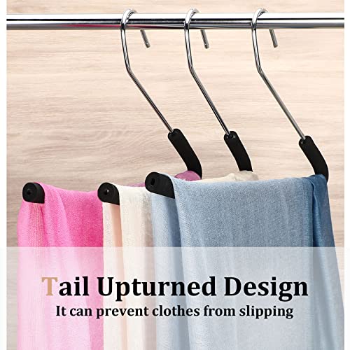 Open Ended Pants Trousers Hangers Foam Coated Pant Hangers Plating Non Slip Anti Rust Chrome Metal Hangers for Closet Easy Slide Pant Jeans Slacks Towel Skirt Organizer, Black (20)