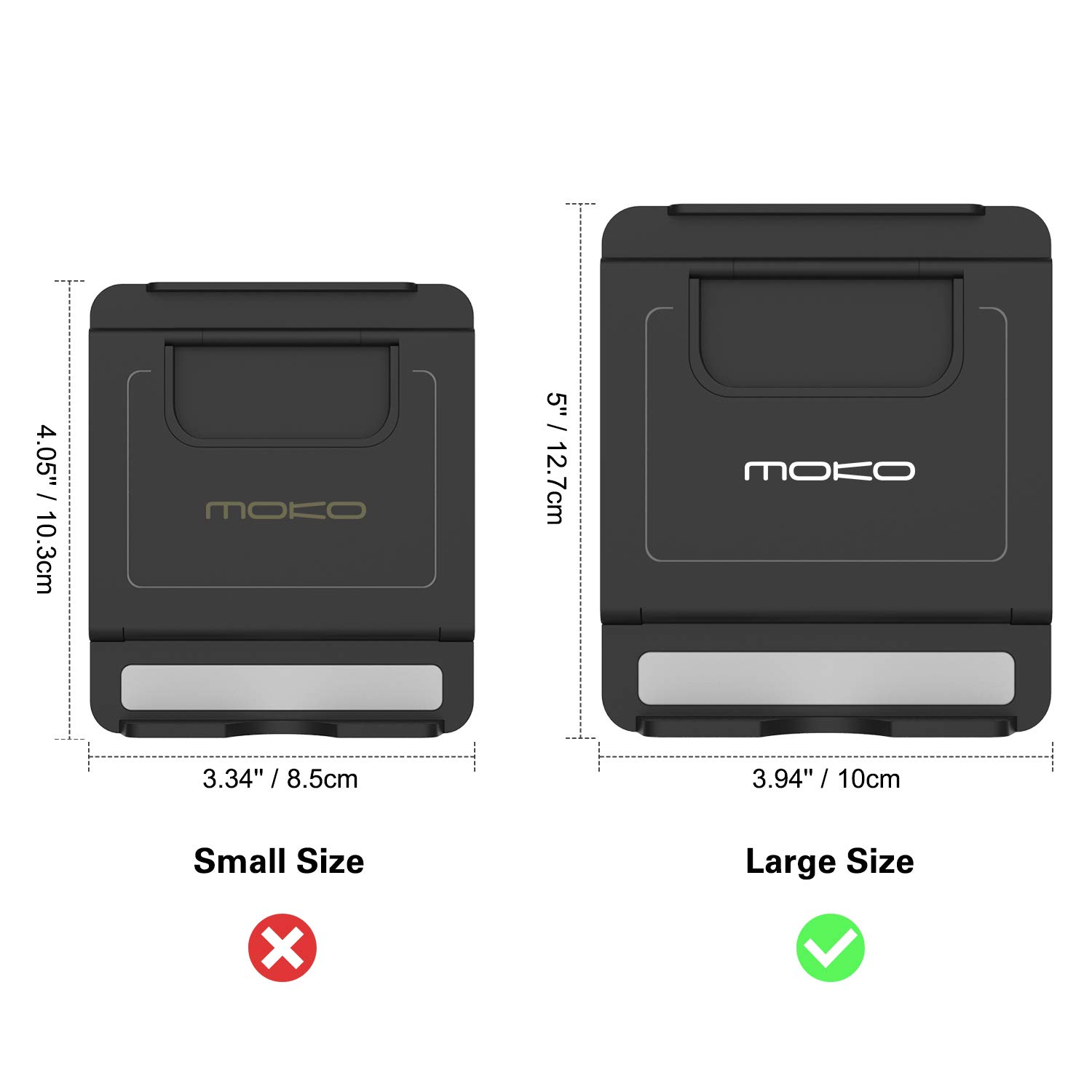 MoKo Phone/Tablet Stand, Foldable Desktop Holder Fit with iPhone 16/Pro/Pro Max/Plus, iPhone 15/Pro/Pro Max/Plus, iPhone 14/Pro/Pro Max/Plus, iPhone 13/Pro/Pro Max/Plus, Steam Deck, Black (Large)