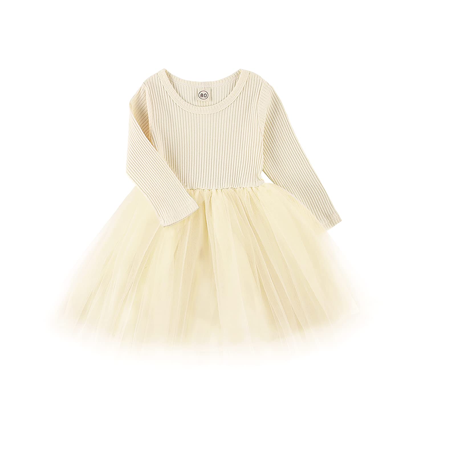 Toddler Baby Girls Winter Dress Tutu Dresses Long Sleeve Infant Children Clothes for 1-5Years (Beige, 4-5T)